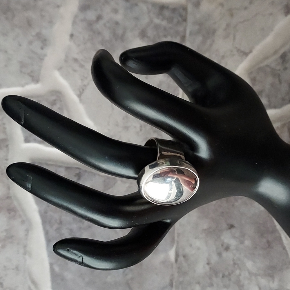 Oval Artisan 925 Silver Ring Stamped Ati Mexico Minim… - Gem